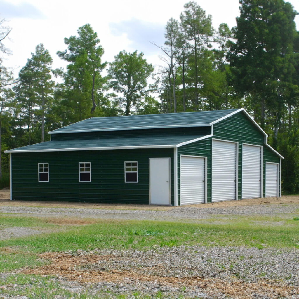 48’Wx36’Lx12’H – 8’H English Barn – Horizontal Roof – High Quality Carports